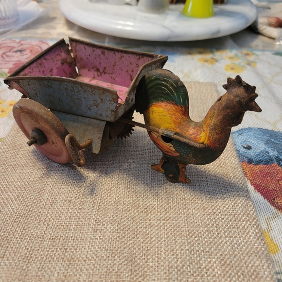 Toys | Vintage Rooster Pull Toy With Cart | Poshmark